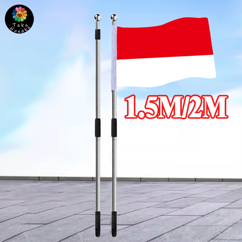 Jual Tongkat Tiang Bendera Stainless 2m Tour Leader Travel Flag Pole Telescopic Pointer Stick ...
