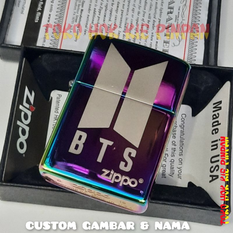 Jual korek api custom model Zippo logo BTS army k-pop custom laser ...