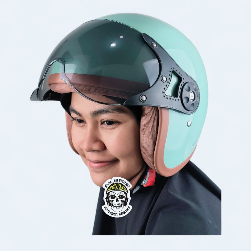 Jual Helm Bogo Pilot Retro Dewasa Original SNI Busa coklat | Shopee ...
