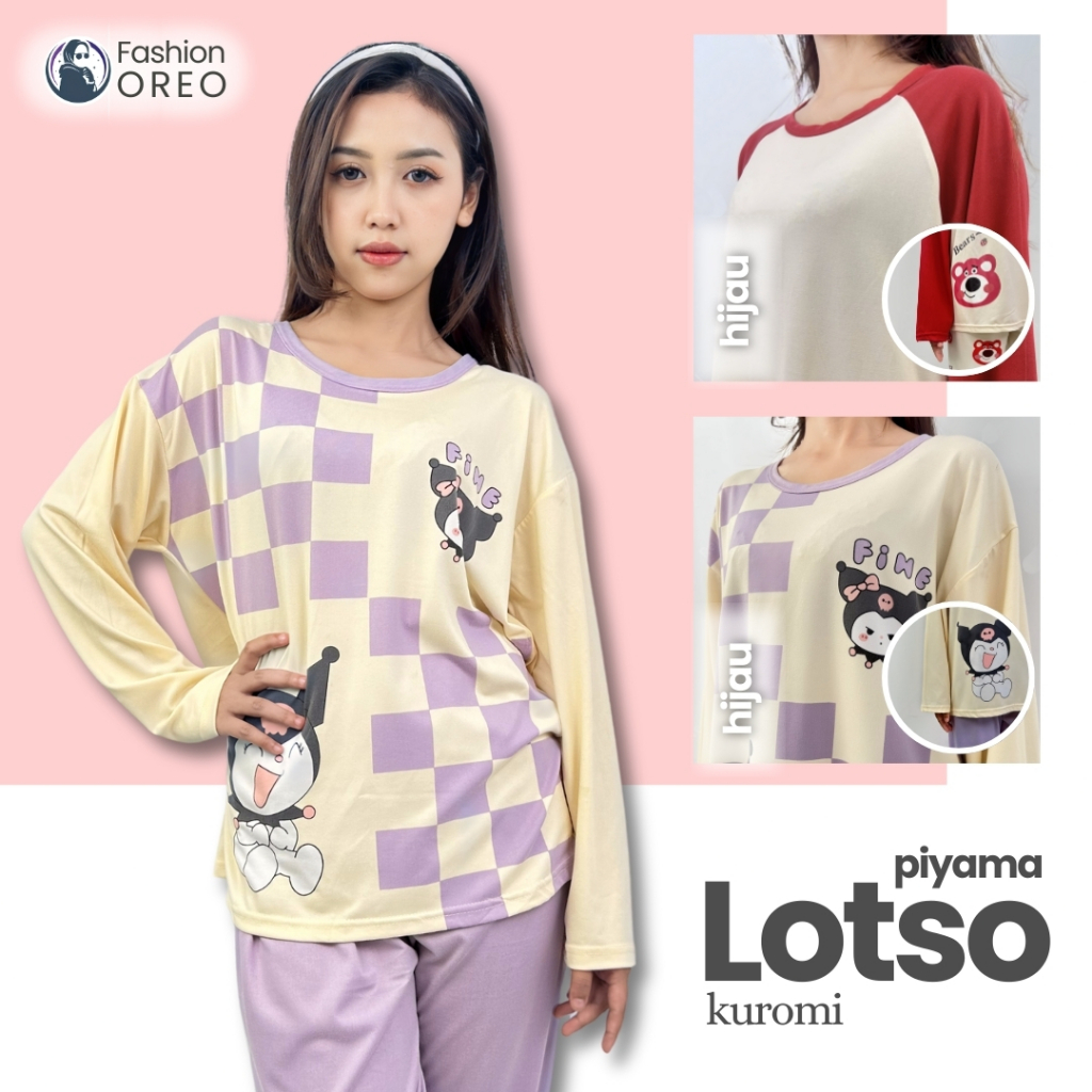 Jual PRINCESS KESLI Piyama Sweet Kartun Kuromi Lotso Piyama Fashion Set ...