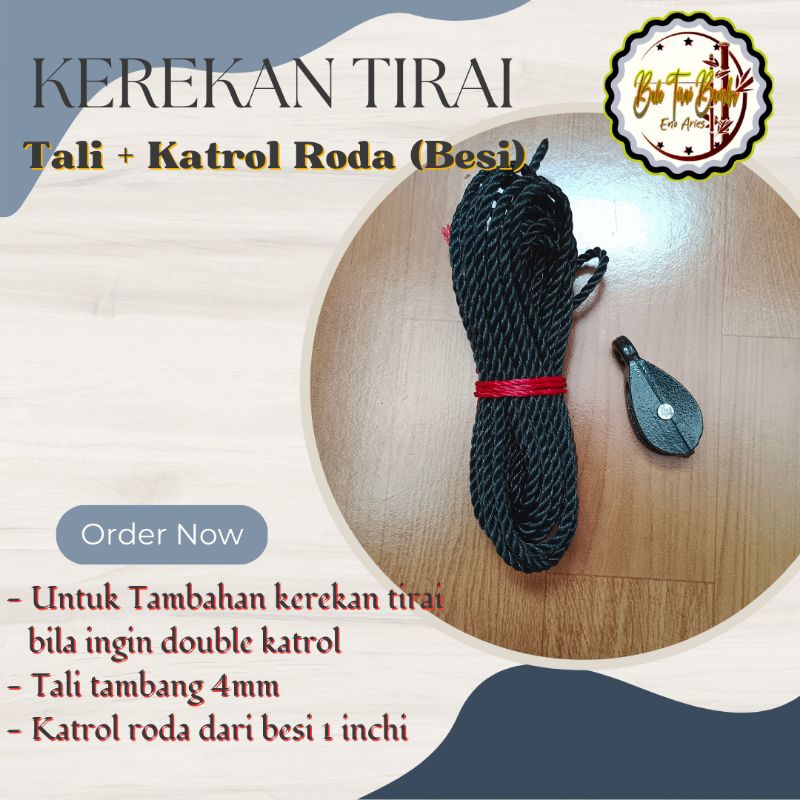 Jual Tali tambang + Katrol untuk penggulung tirai bambu kre,krey, krei ...