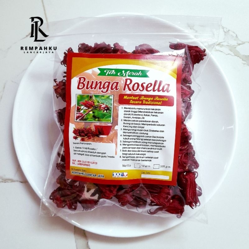 Jual REMPAHKU Bunga Rosella Merah Kering 100g, Herbal Teh Rosella, 100% ...