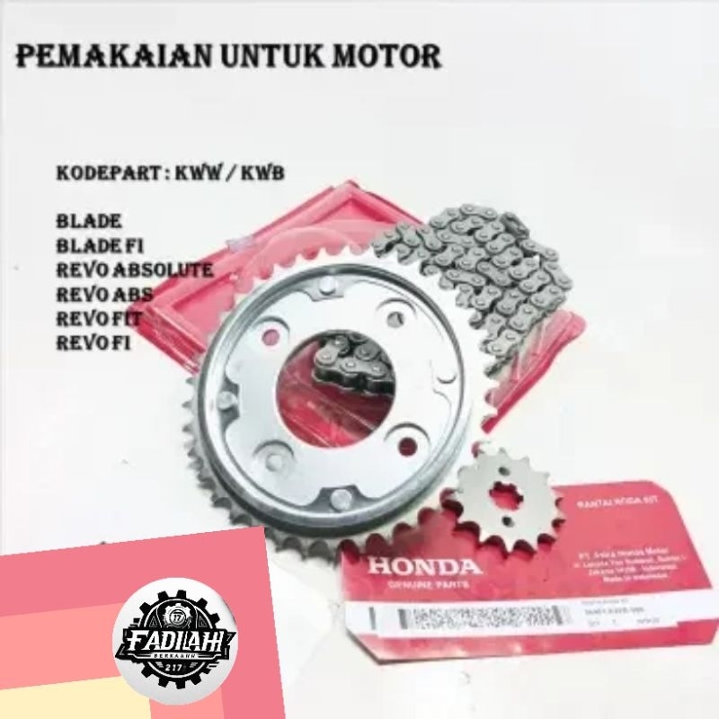 Jual gear set+RANTAI HONDA BLADE NEW/BLADE/ REVO ABSOLUTE/REVO FIT KWB/ KWW paket lengkap rantai ...