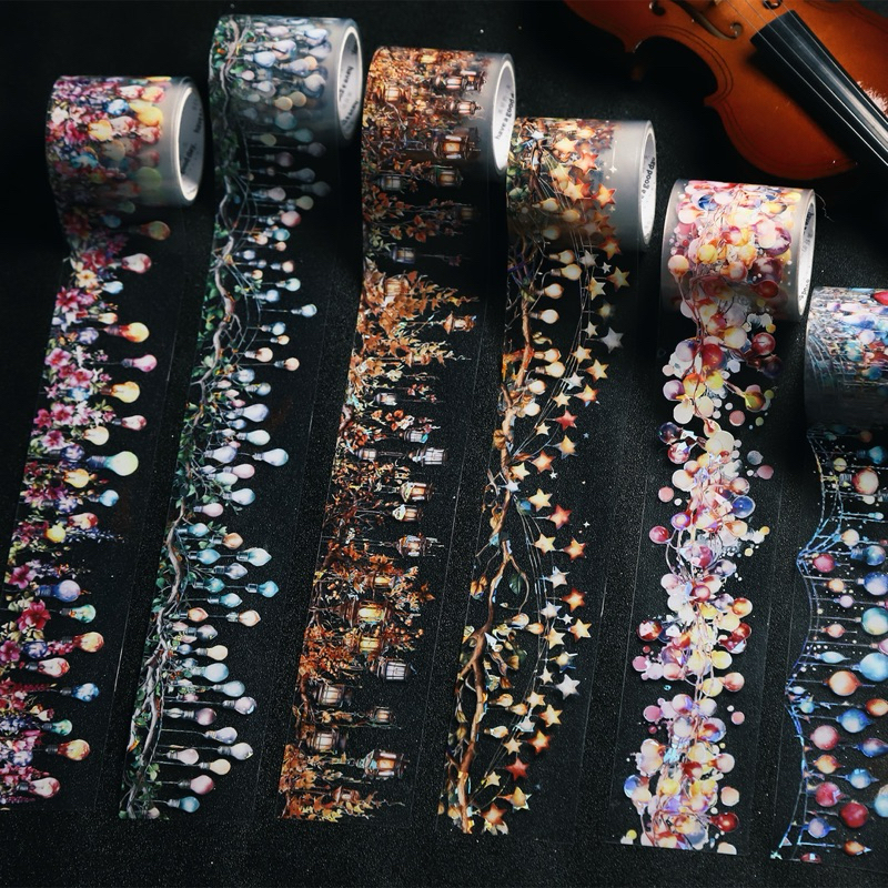 Jual (2CC) washi tape selotip transparan hologram lampu hias kristal ...