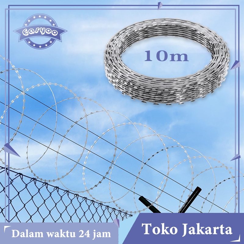 Jual Razor Barbed Wire 10meter Anti Crawling Helix Coils Mesh Razor ...