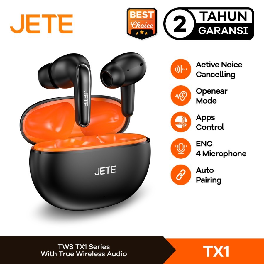 Jual JETE TWS TX1 Active Noice Canceling IPX5 With ENC 4 Mic - Garansi ...