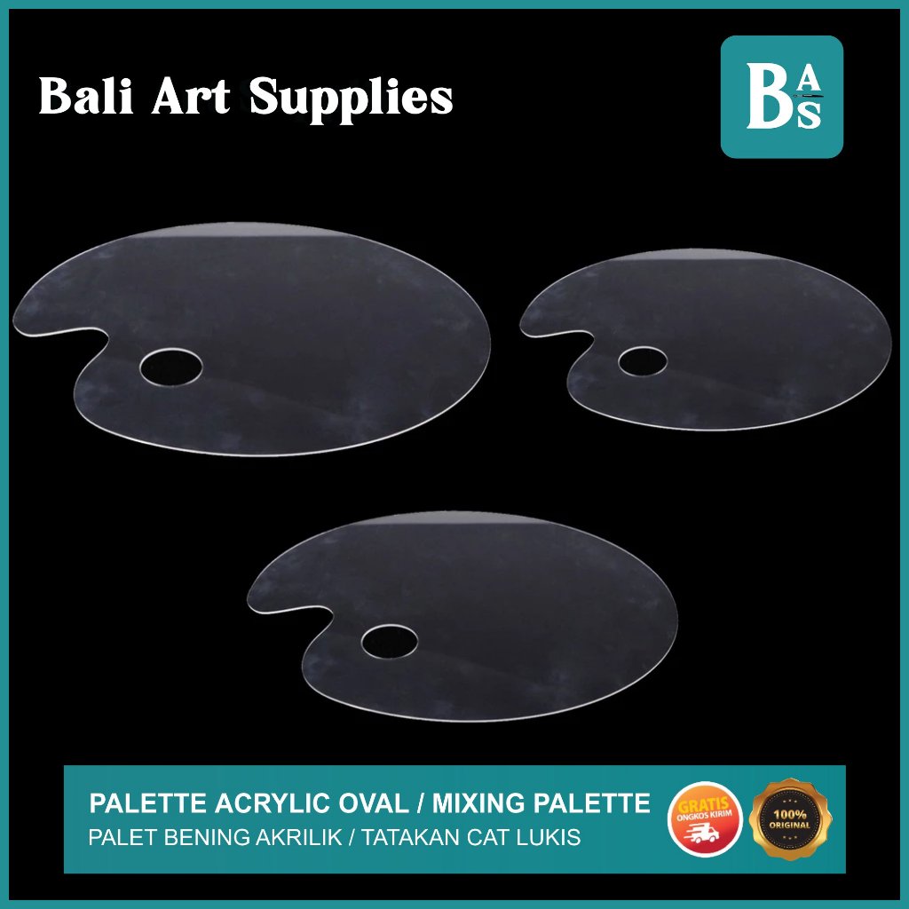 Jual Palet Acrylik Oval | Clear Acrylic Oval Painting Palette thicknes ...