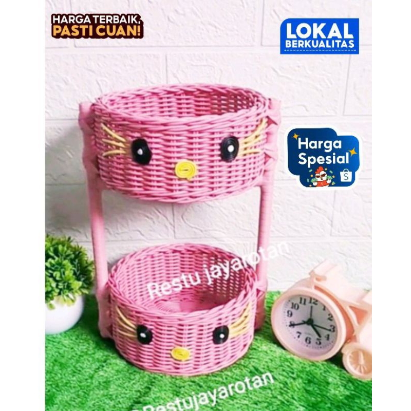 Jual Rak Bawang rotan sintetis dan rak bumbu dapur estetik Rak susun2 ...