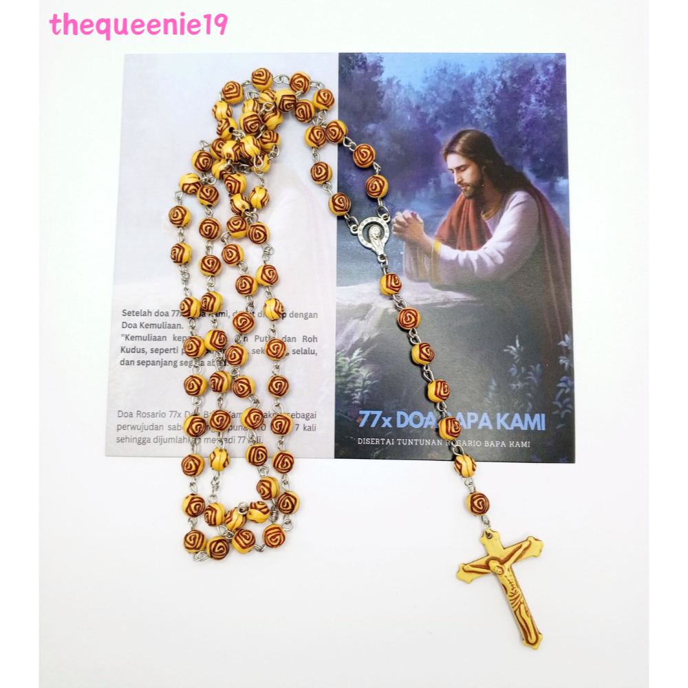 Jual Rosario Beads 77x Bapak Kami | Lembar Doa & Rosario | Kalung Rosario Katolik | Shopee Indonesia