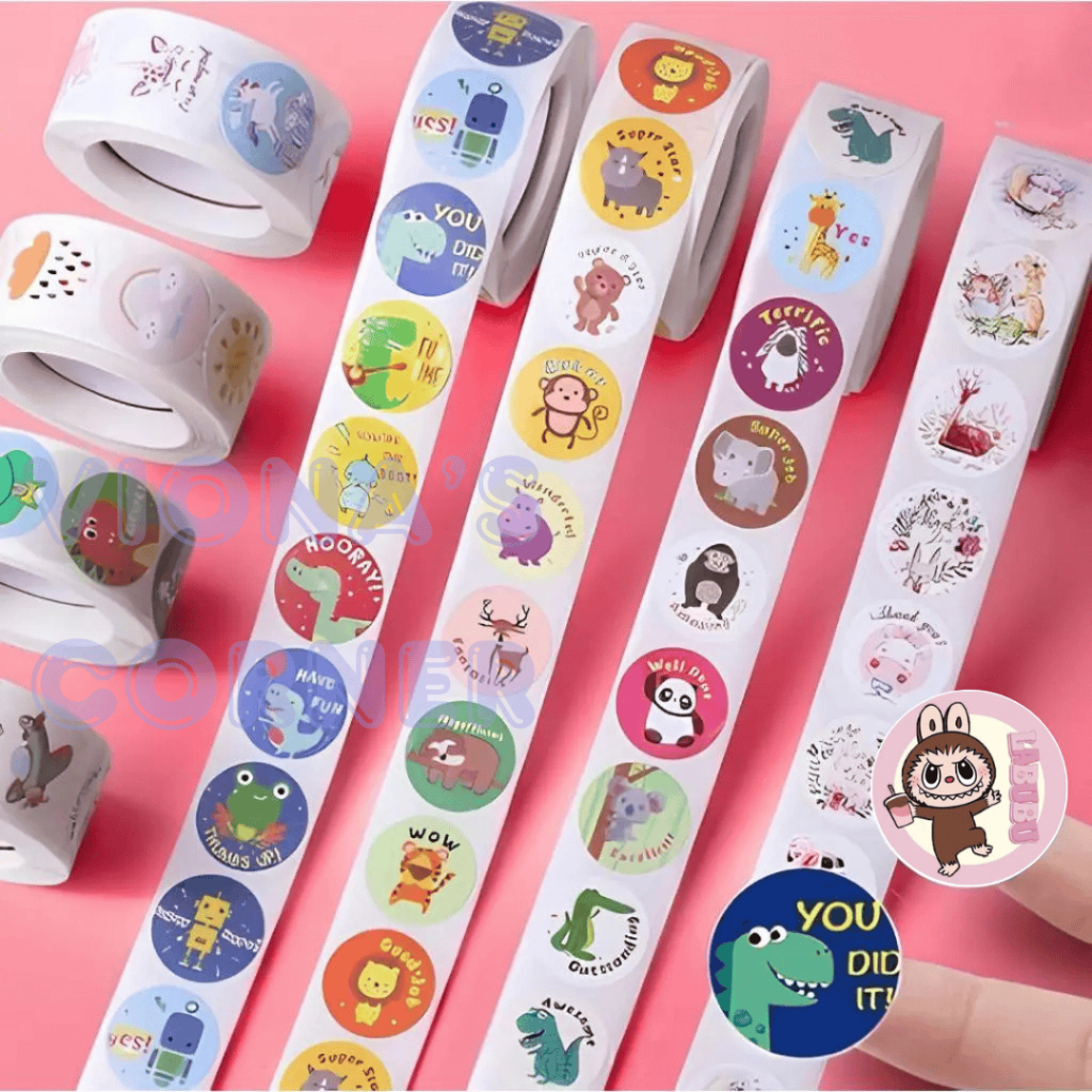 Jual Sticker Reward Anak Label Lucu Roll Rol Isi 500 Lembar Stiker ...