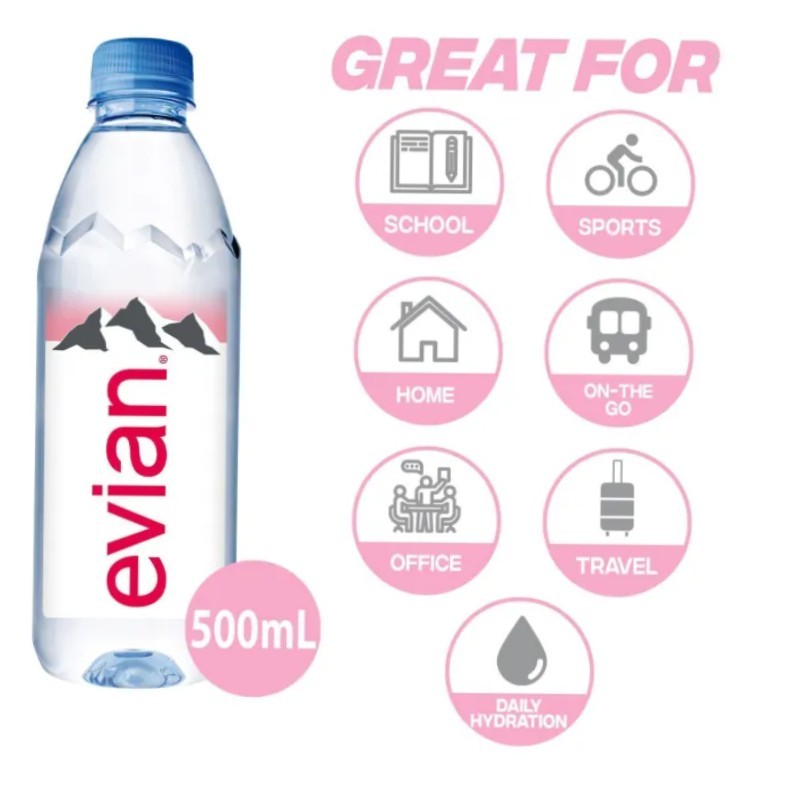 Jual Evian Natural Mineral Water (500ML) | Shopee Indonesia