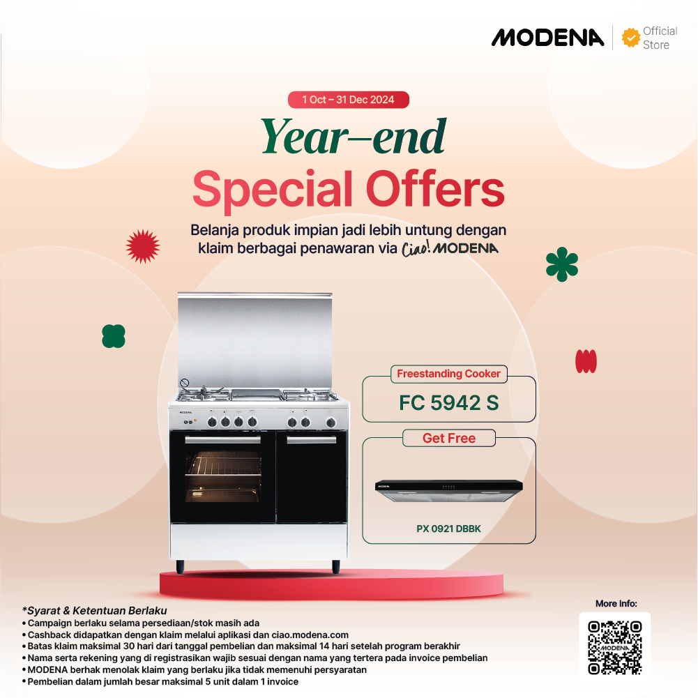 Jual MODENA Freestanding Gas Cooker - FC 5942 S | Shopee Indonesia