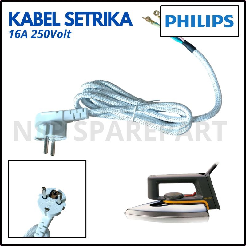 Jual KABEL GOSOKAN SETRIKA PHILIPS 16A 250Volt SNI PANJANG 1,5M ...