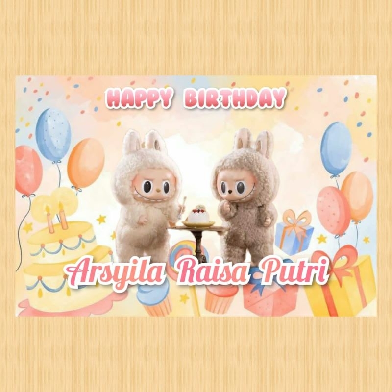Jual Spanduk LABUBU banner LABUBU spanduk banner ultah anak background ...