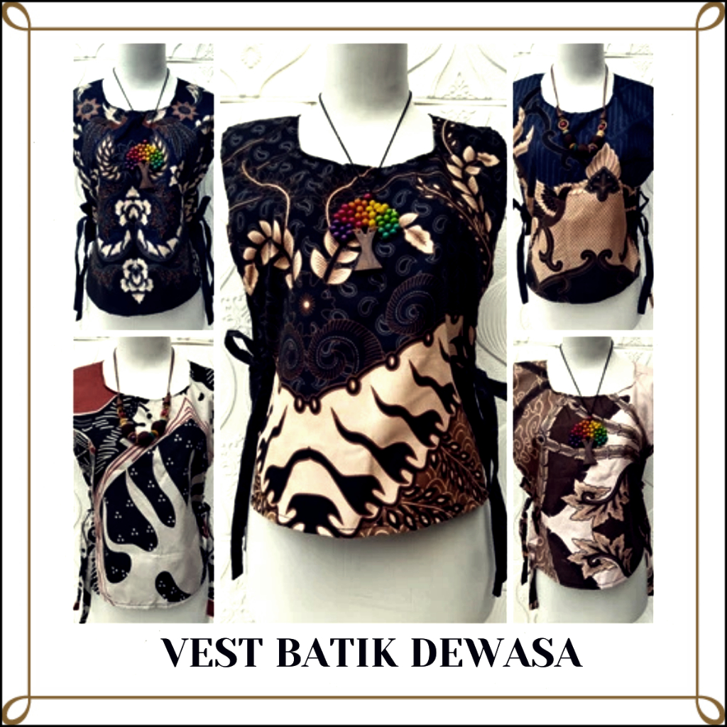 Jual BAJU ROMPI Vest Batik Dewasa Rompi Outer Kerja Outfit Modern ...