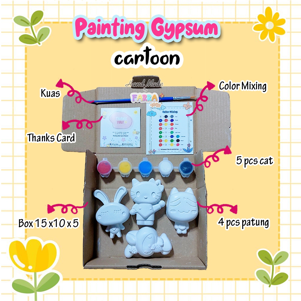 Jual PATUNG LUKIS MAINAN EDUKASI TEMA CARTOON ISI 4 PATUNG BY Farra ...