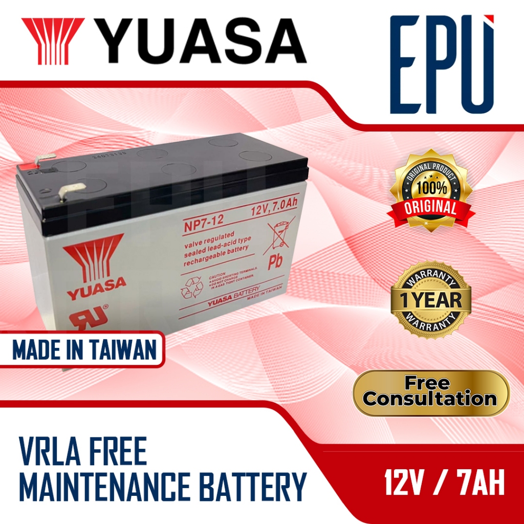 Jual Aki Yuasa Taiwan 12V 7AH Aki Yuasa NP7-12 Aki Kering Aki UPS Yuasa Baterai UPS Battery ...
