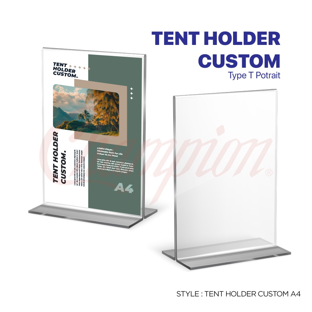 Jual Tent Card Holder Acrylic A4 type T - Acrylic Display Barcode/ Qris tebal 2mm | Shopee Indonesia