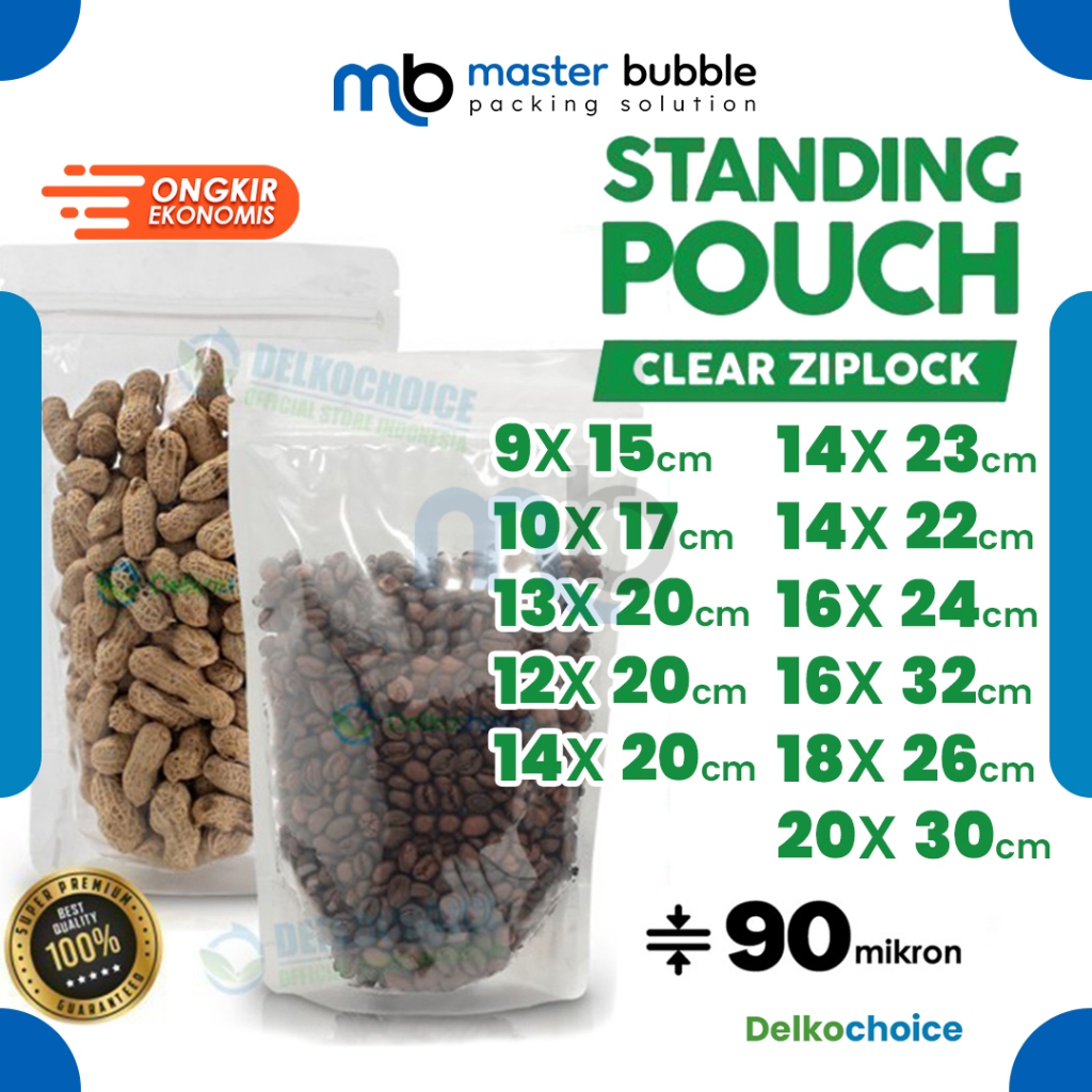 Jual Standing Pouch Bening Clear transparan ziplock kemasan snack ...