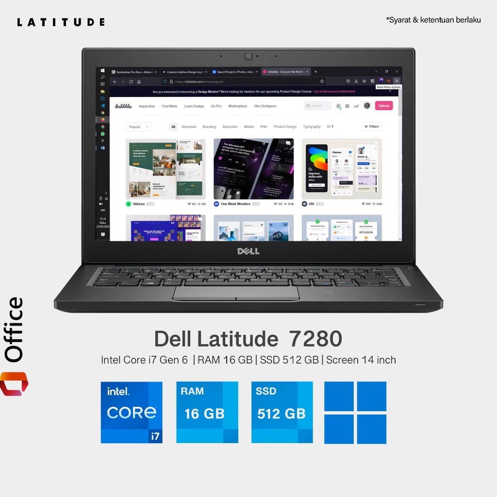Jual LAPTOP DELL 7280 Core i7 Gen 6 RAM 16 GB SSD 512 GB Layar 12 inc ...