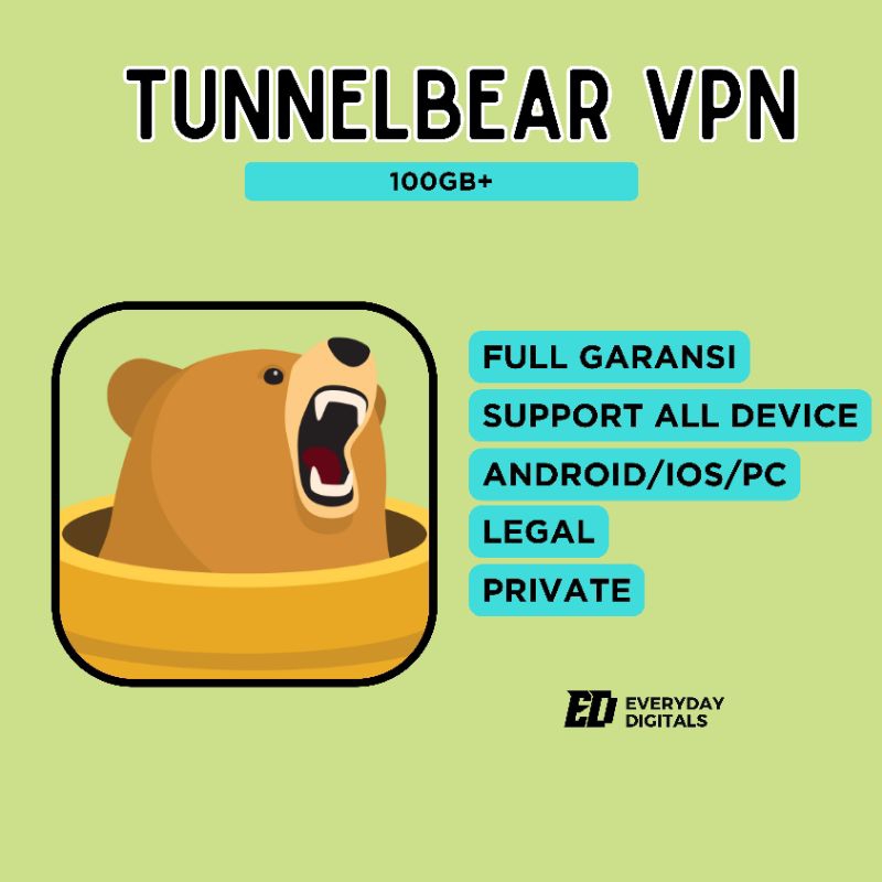 Jual TUNNEL BEAR VPN ANDROID IOS PC BERGARANSI ALL DEVICE (nonpro) | Shopee Indonesia
