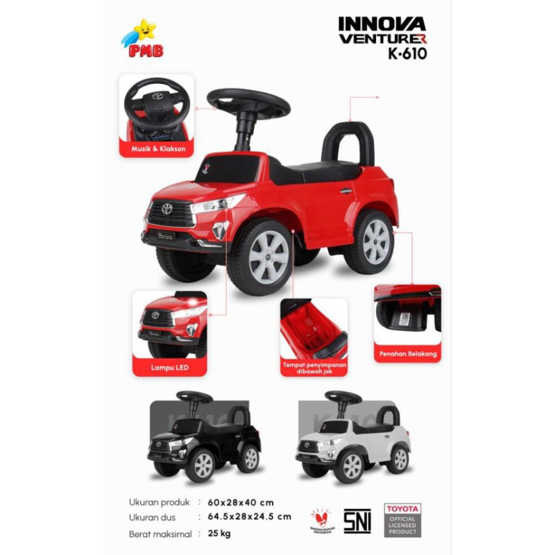 Jual Mainan Mobil Dorong Anak PMB Innova Venture K610 K610B Dorongan ...