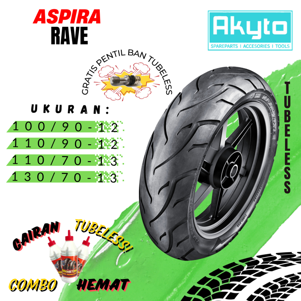 Jual BAN ASPIRA RAVE MAXIO RING 12 RING 13 / BAN TUBELESS / BAN MOTOR ...