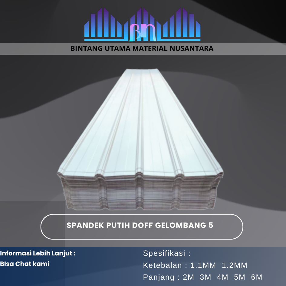 Jual Spandek putih DOFF Gelombang 5 / Atap UPVC - Tebal 1,1 MM | Shopee ...