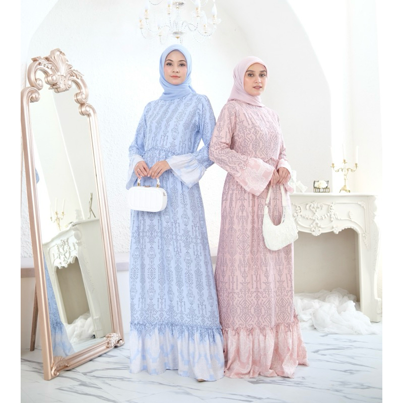 Jual Ounadoutfit Alona dress etnik muslimah busui premium / dress rayon ...
