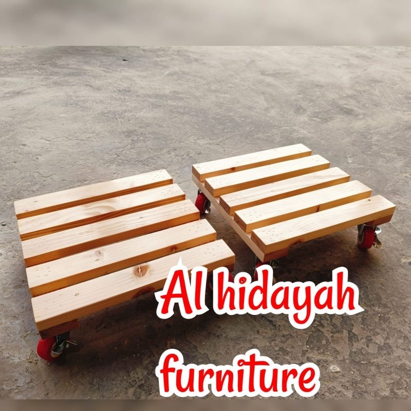 Jual Tatakan Alas Roda Kayu Jati Belanda Tatakan Galon / Tatakan Gas ...