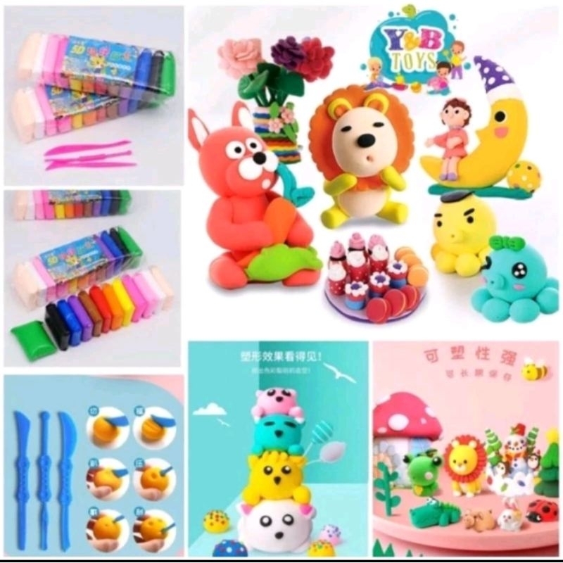 Jual CLAY MAINAN ANAK CLAY EDUKASI 1 SET 12 MAINAN LILIN PLASTISIN ...