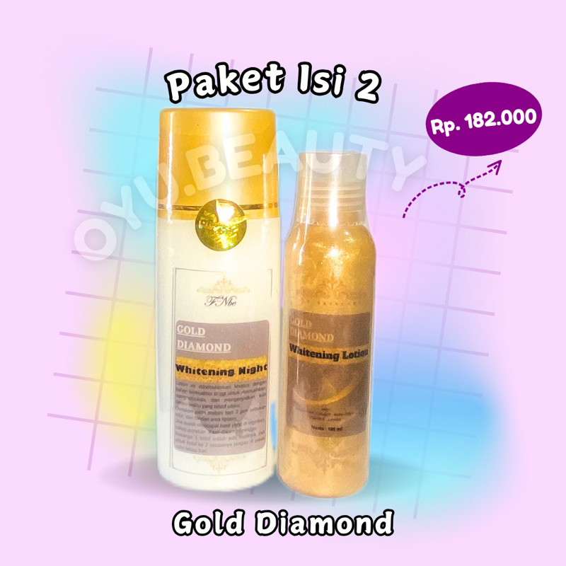 Jual [FNBE] Paket Gold Diamond Pemutih Badan Body Whitening (hb siang gold + hb malam gold ...
