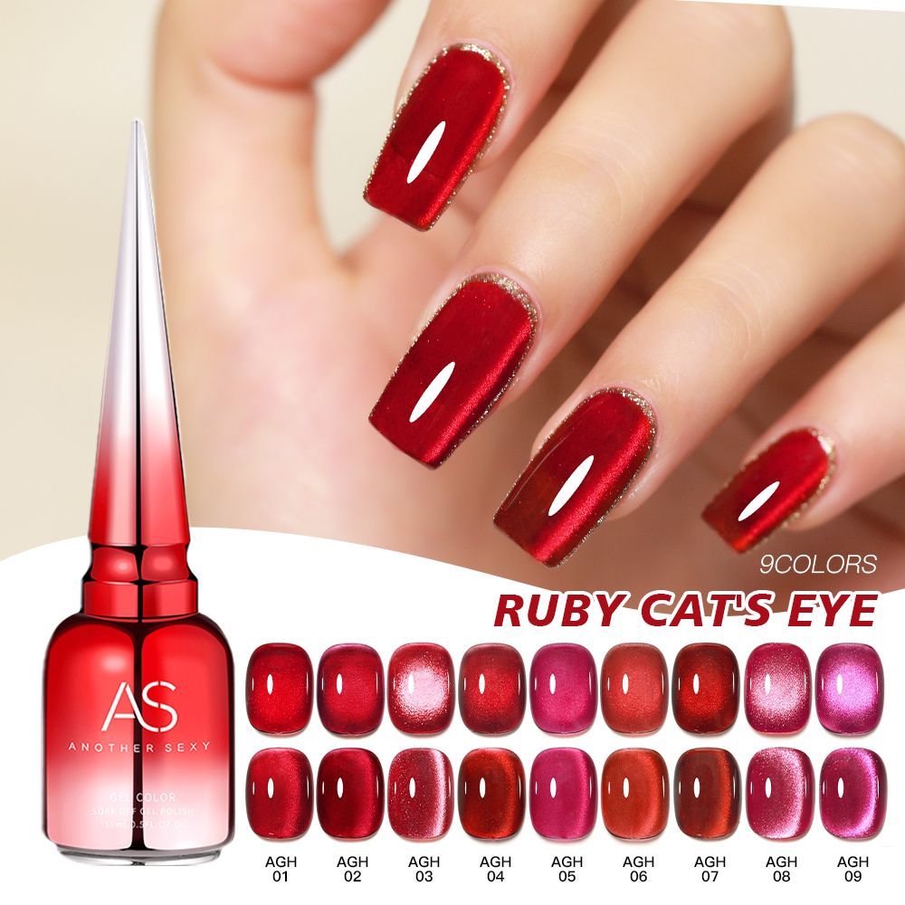 Jual AS Gel Another Sexy (AGH) Red Ruby Cat Eye Gel Polish Sexy Merah Mata Kucing / Kutek Gel ...