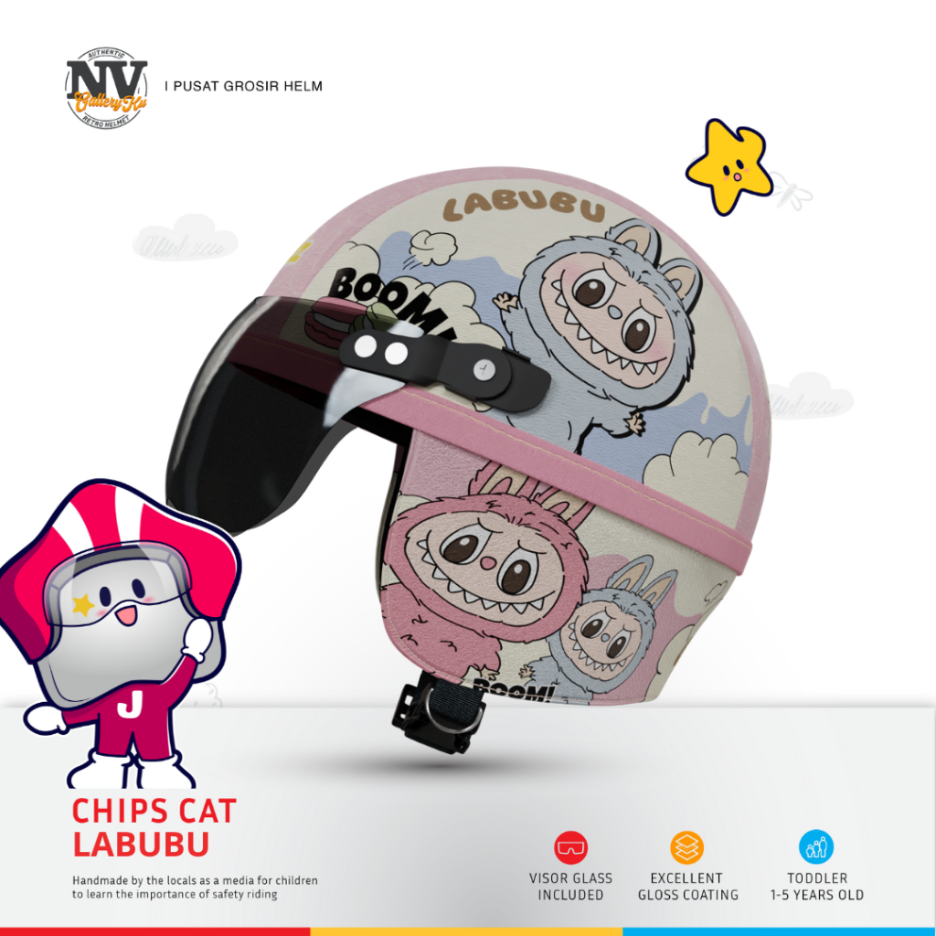 Jual Helm Anak Retro Chips Lucu Karakter Labubu Perempuan Laku-Laki ...