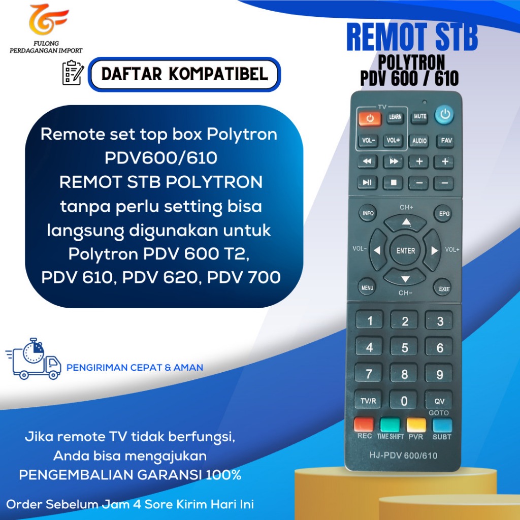 Jual Remote Set Top Box Polytron PDV 600 T2 POLY-105 STB DVB T2 PDV 500 ...