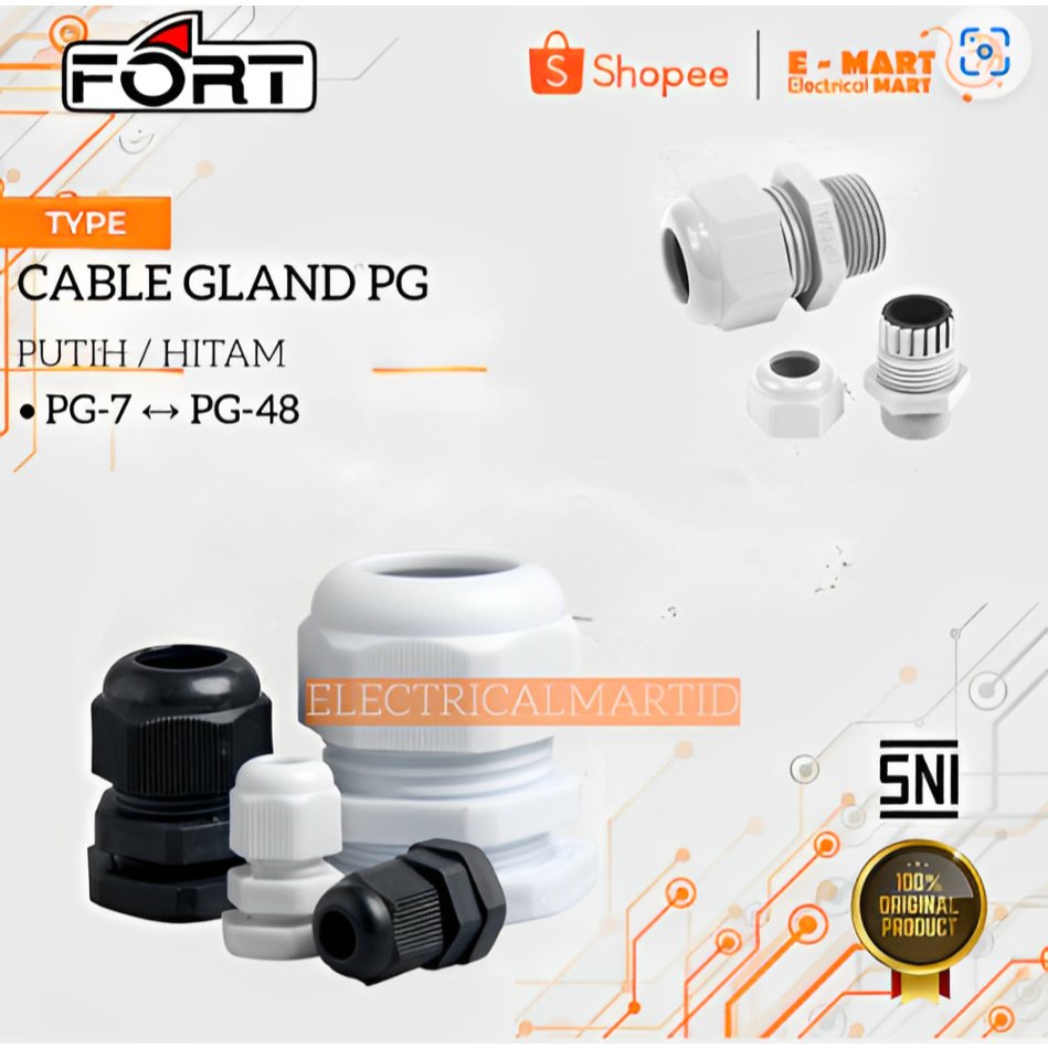 Jual Kabel Gland PG-9 PG9 Konektor Cable Glend Hitam Putih Plastik PG 9 ...