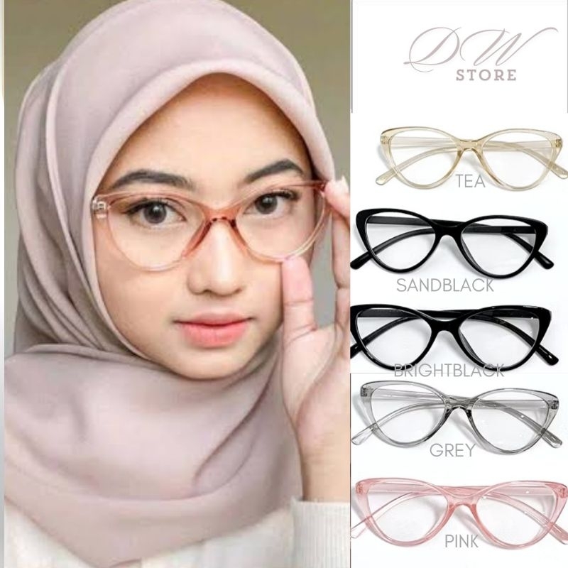 Jual Kacamata Cat Eye Wanita - Kacamata Fashion Wanita Trend Terbaru - Kaca Mata Lensa Bening ...