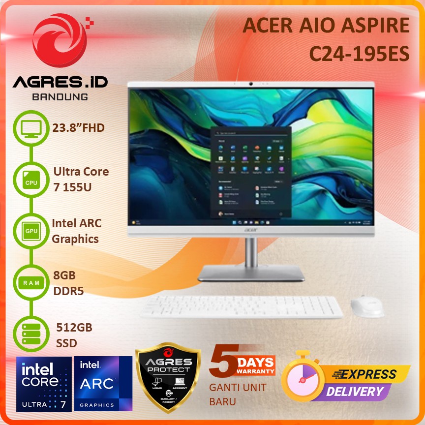 Jual ACER AIO ASPIRE C24-195ES ULTRA 7 155U 8GB 512GB 23.8"FHD IPS | Shopee Indonesia