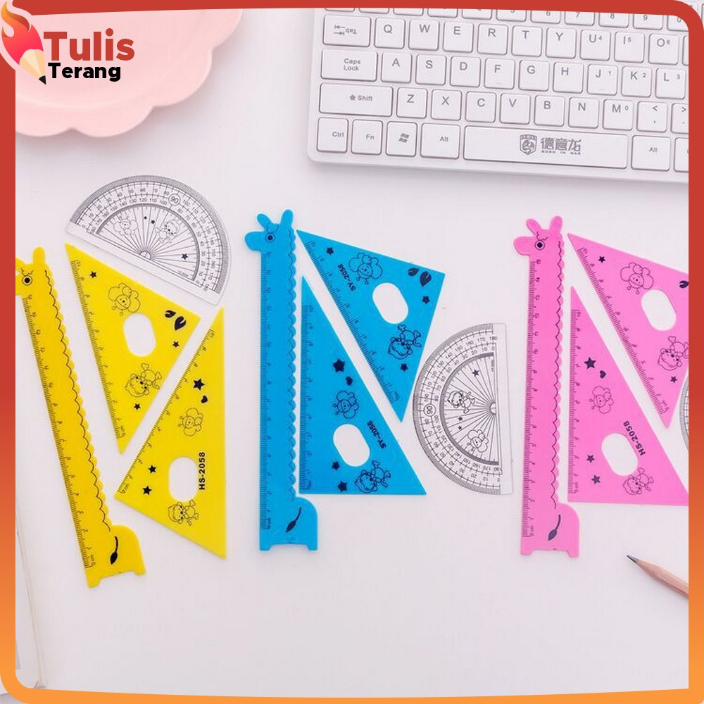 Jual Penggaris Matematika Plastik 15cm Set Isi 4 Alat Tulis Sekolah ...