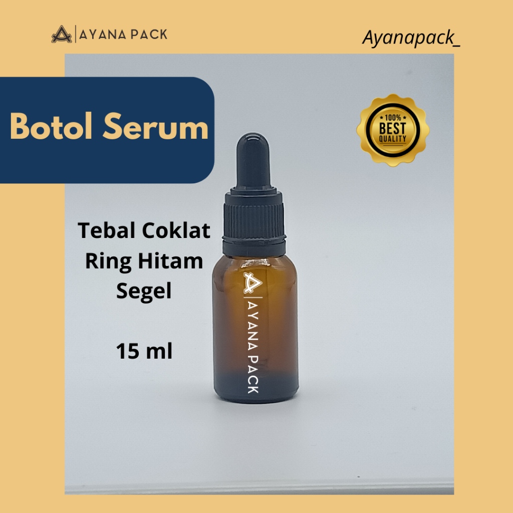 Jual Botol Pipet Serum 15 ml Tebal Coklat Ring Hitam atau Putih Segel ...