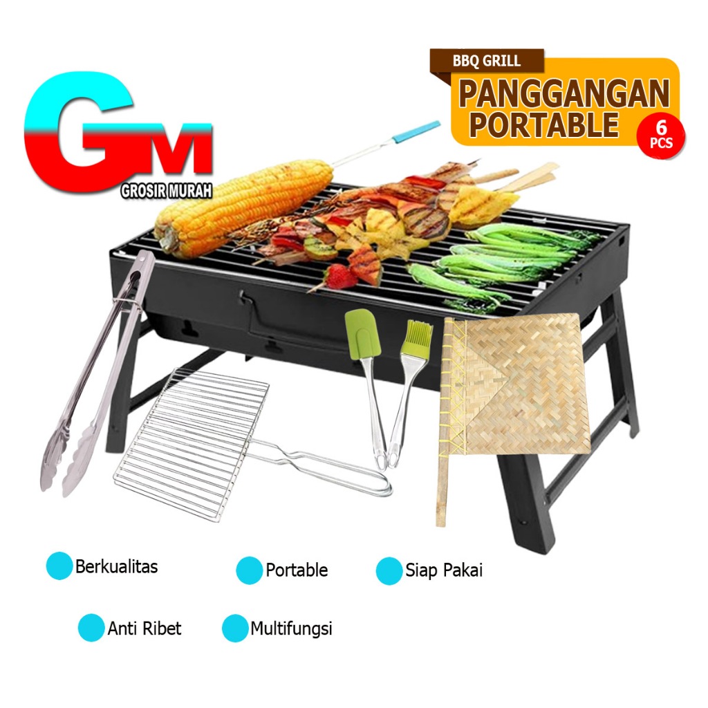 Jual Paket Lengkap Panggangan Bakar Set Kuas Capit Kipas 6in1 ...