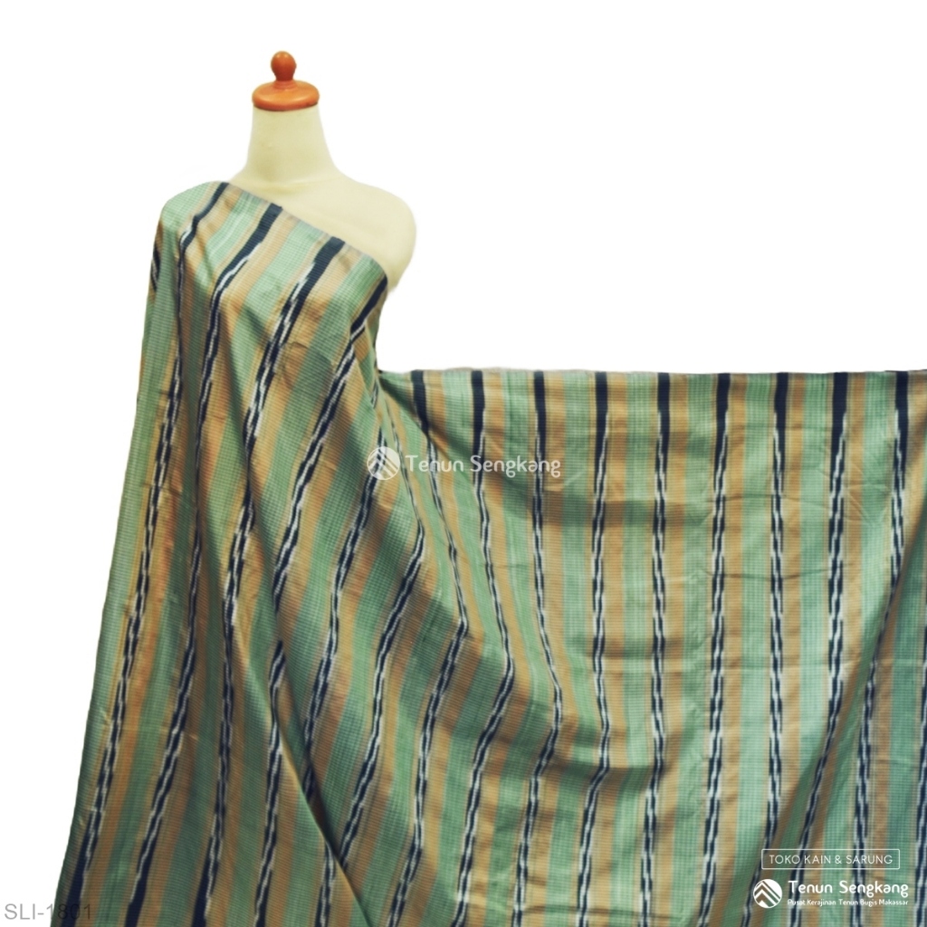 Jual Kain Tenun Lurik Ikat Sutra Grade 1A Asli Bugis Makassar Hijau ...