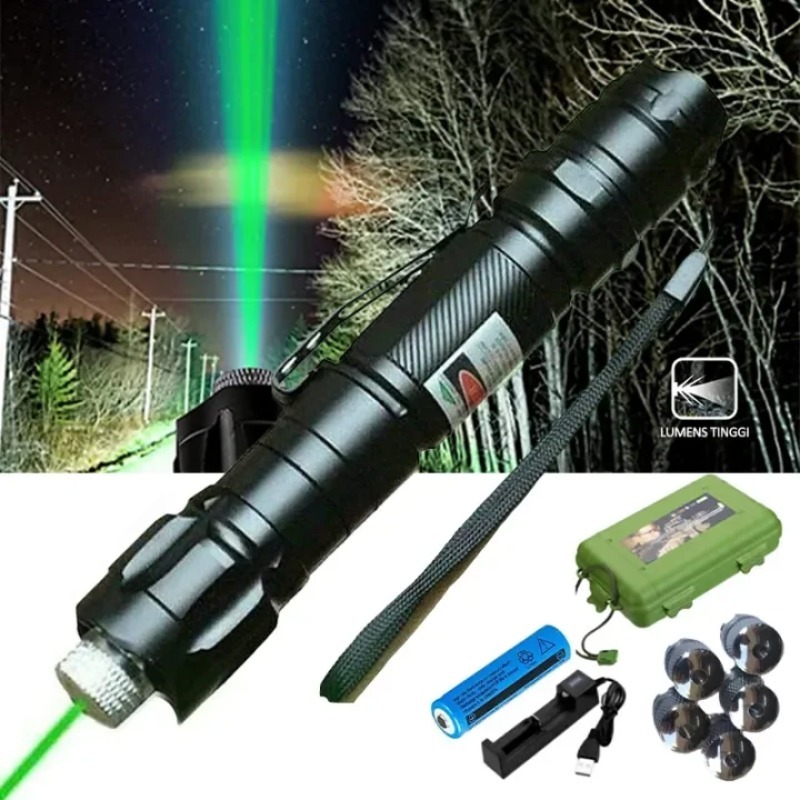 Jual 1 SET Usb Green Senter Laser Pointer Jarak 16KM / Laser Pointer ...