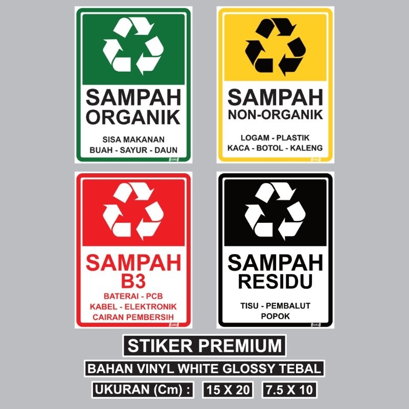 Jual Ajro Stiker Sign Tanda BERBAGAI JENIS SAMPAH Ukuran 15x20 Cm/7 ...