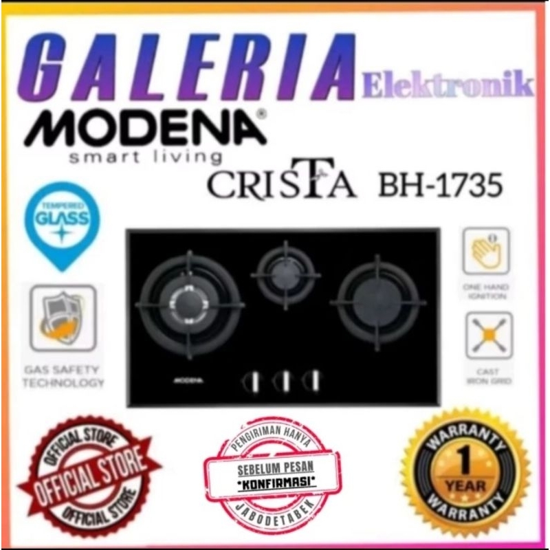 Jual MODENA BH1735 KOMPOR GAS CRISTA BH 1735 3 TUNGKU BH-1735 | Shopee ...