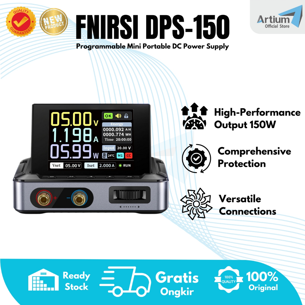 Jual FNIRSI DPS-150 Mini Programmable DC Power Supply Max 30V 5A 150W | Power Input: Type-C PD ...