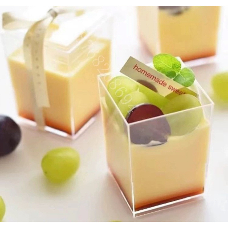 Jual Cup pudding persegi tinggi 180ML isi 10 | Shopee Indonesia