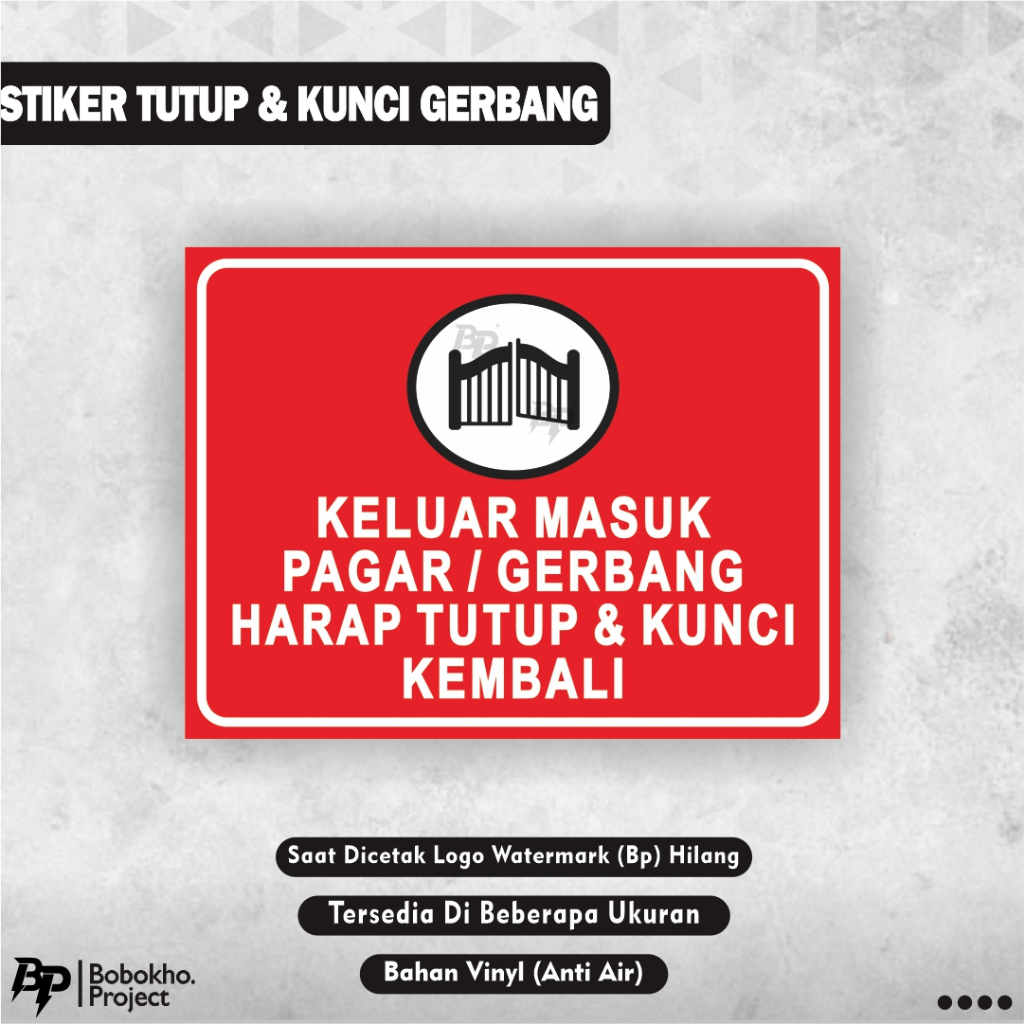 Jual Stiker Keluar Masuk pagar tutup kembali / Stiker keluar masuk ...