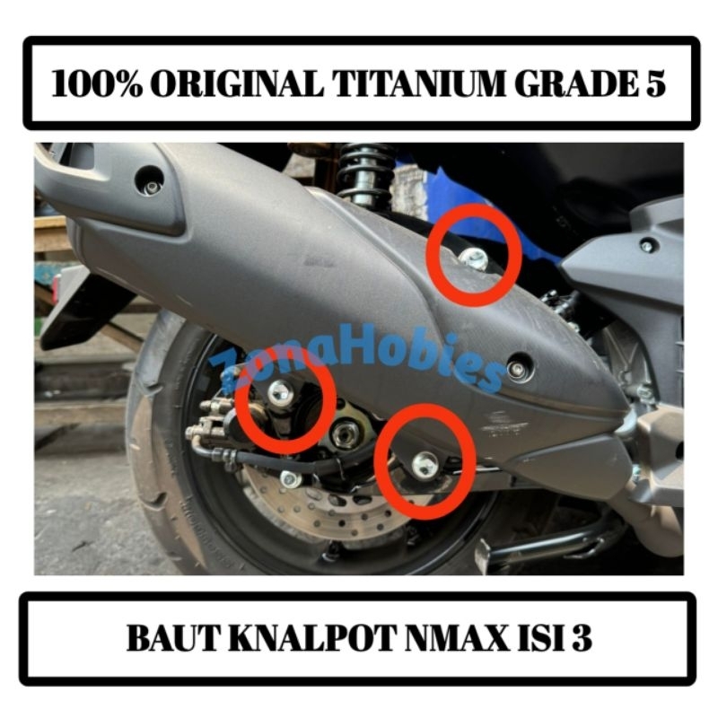 Jual Baut Knalpot Nmax Titanium gr5 set isi 3 | Shopee Indonesia