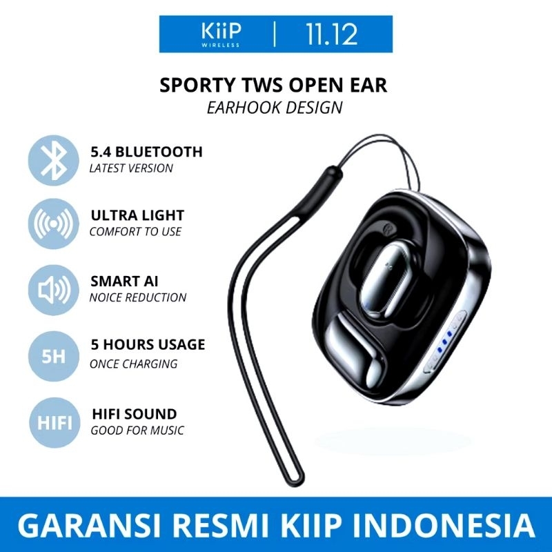Jual KiiP Wireless DTH7 TWS Sport Earphone OWS Headset Bluetooth 5.4 ...